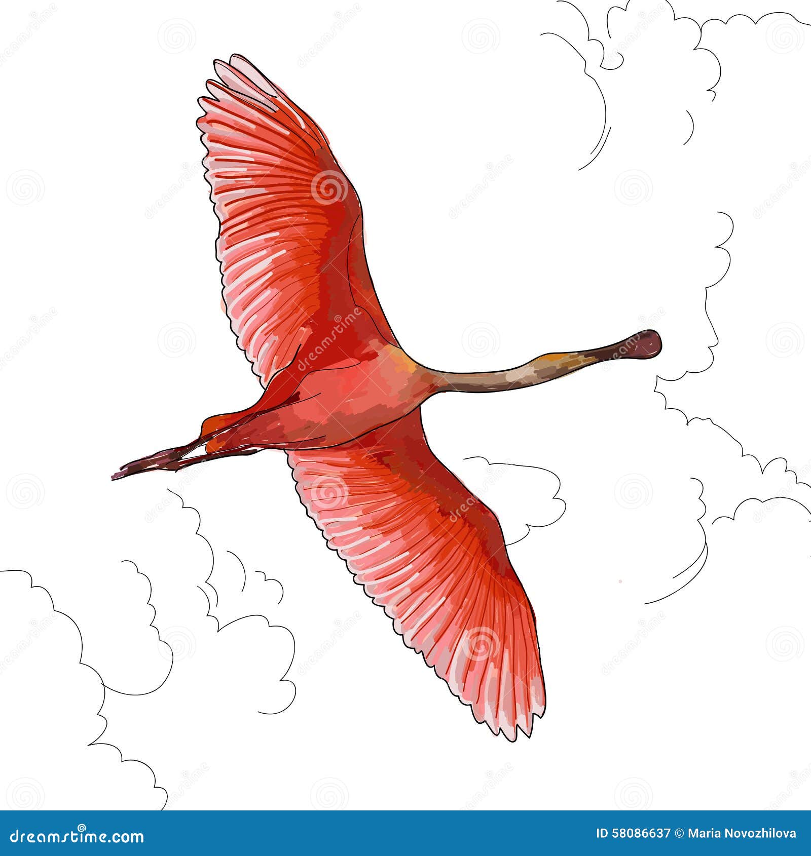 Illustration of Pink Flamingos in Flight Stock Vector - Illustration of ...