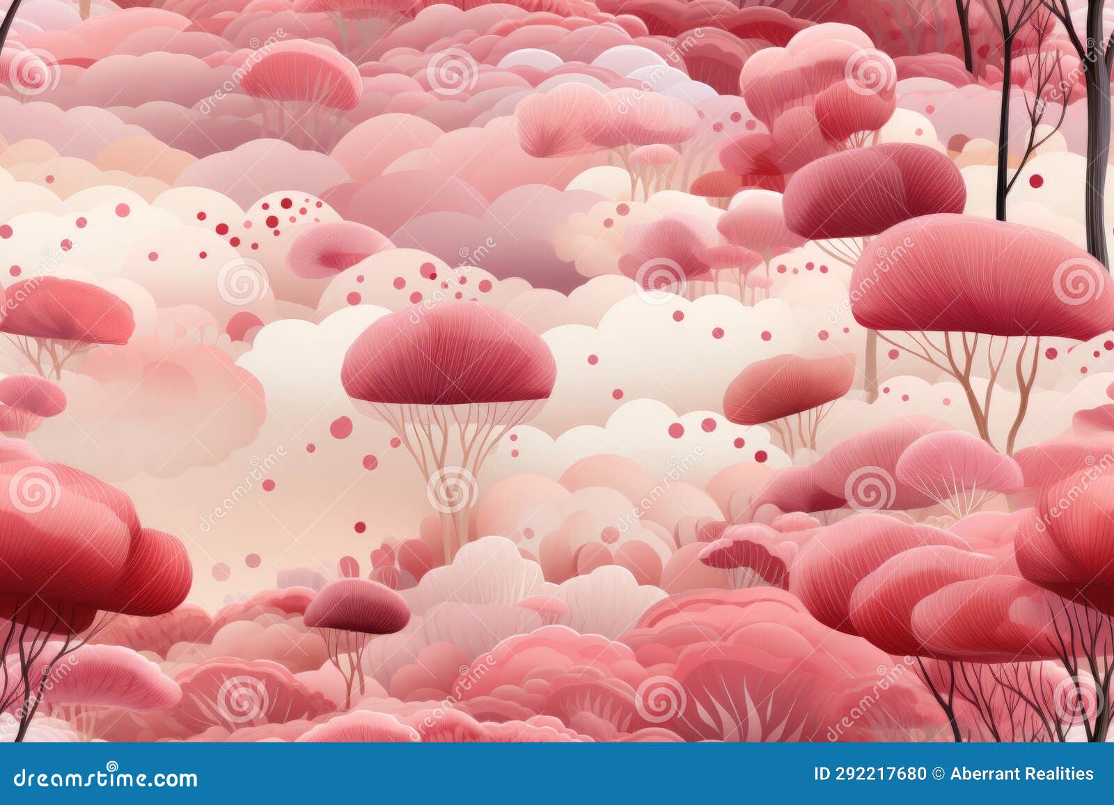 An Illustration of Pink Trees and Clouds Stock Illustration ...