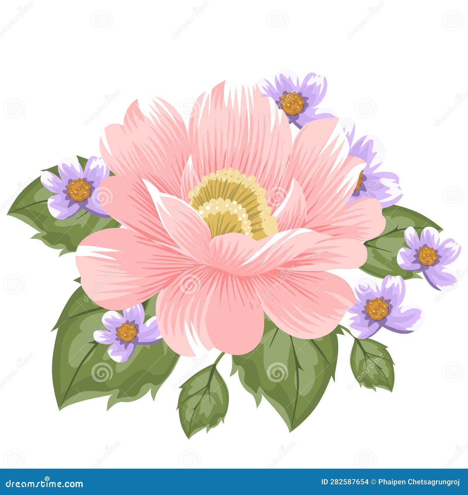 Pink vector flower stock vector. Illustration of drawing - 282587654