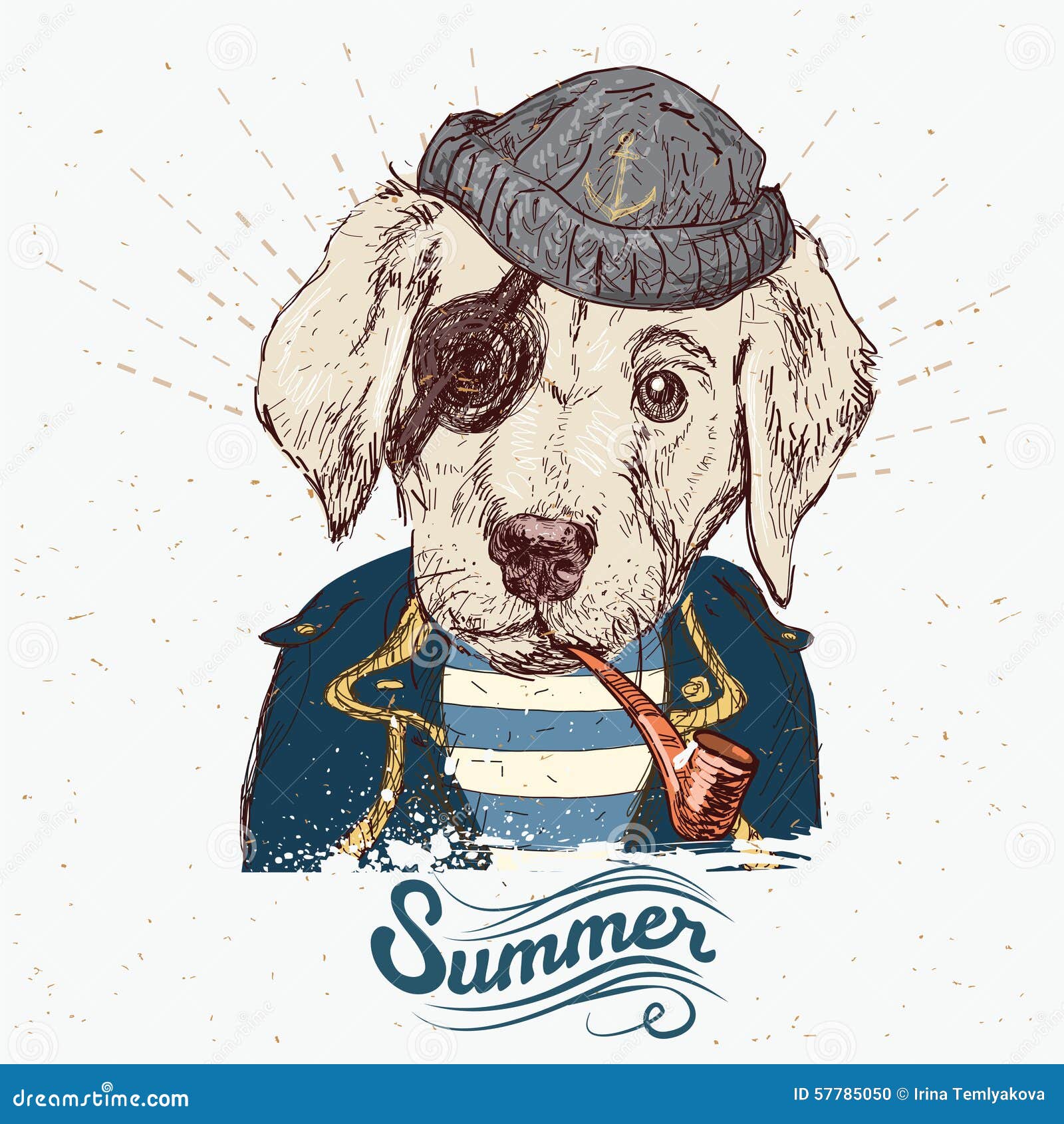 Illustration of Pirate Dog on Blue Background in Vector Stock Vector ...