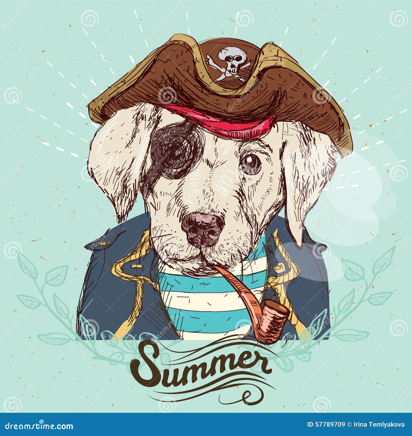 Pirate Dog Clipart Outline