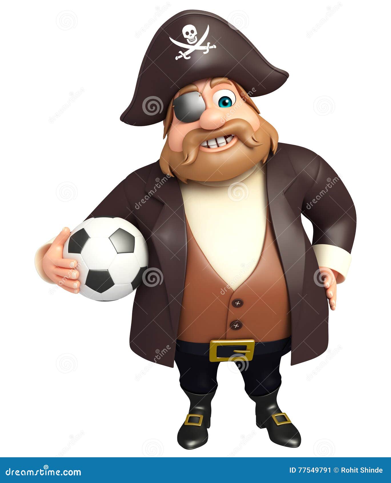 Illustration of Pirate with Football Stock Illustration - Illustration ...