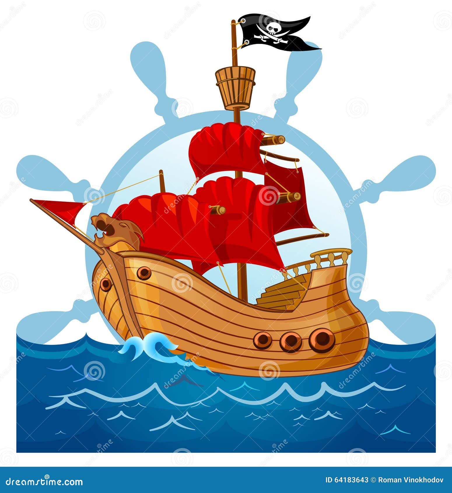 Illustration of Pirate Ship Stock Vector - Illustration of boat ...