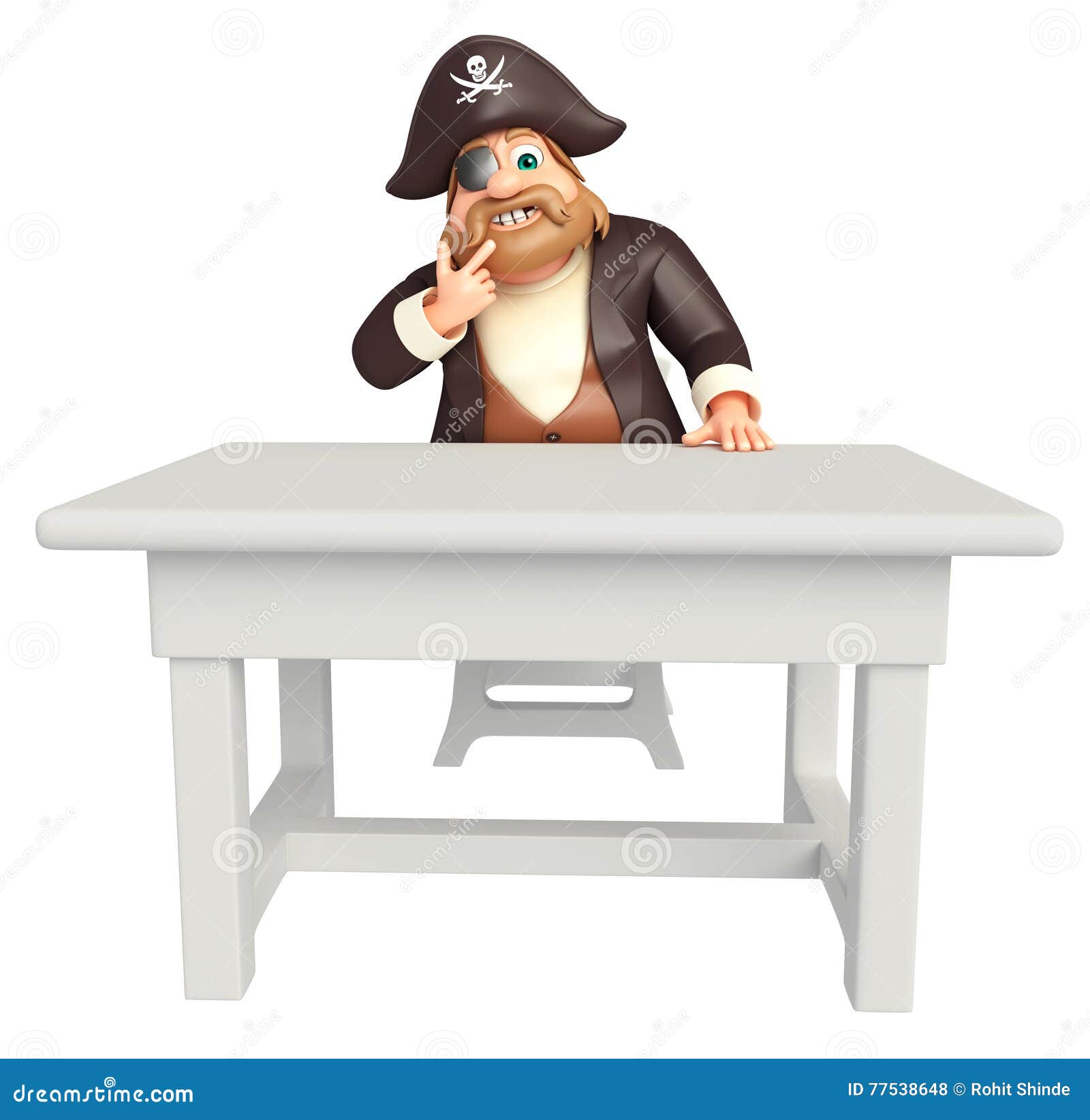 Illustration of Pirate with Table Stock Illustration - Illustration of ...