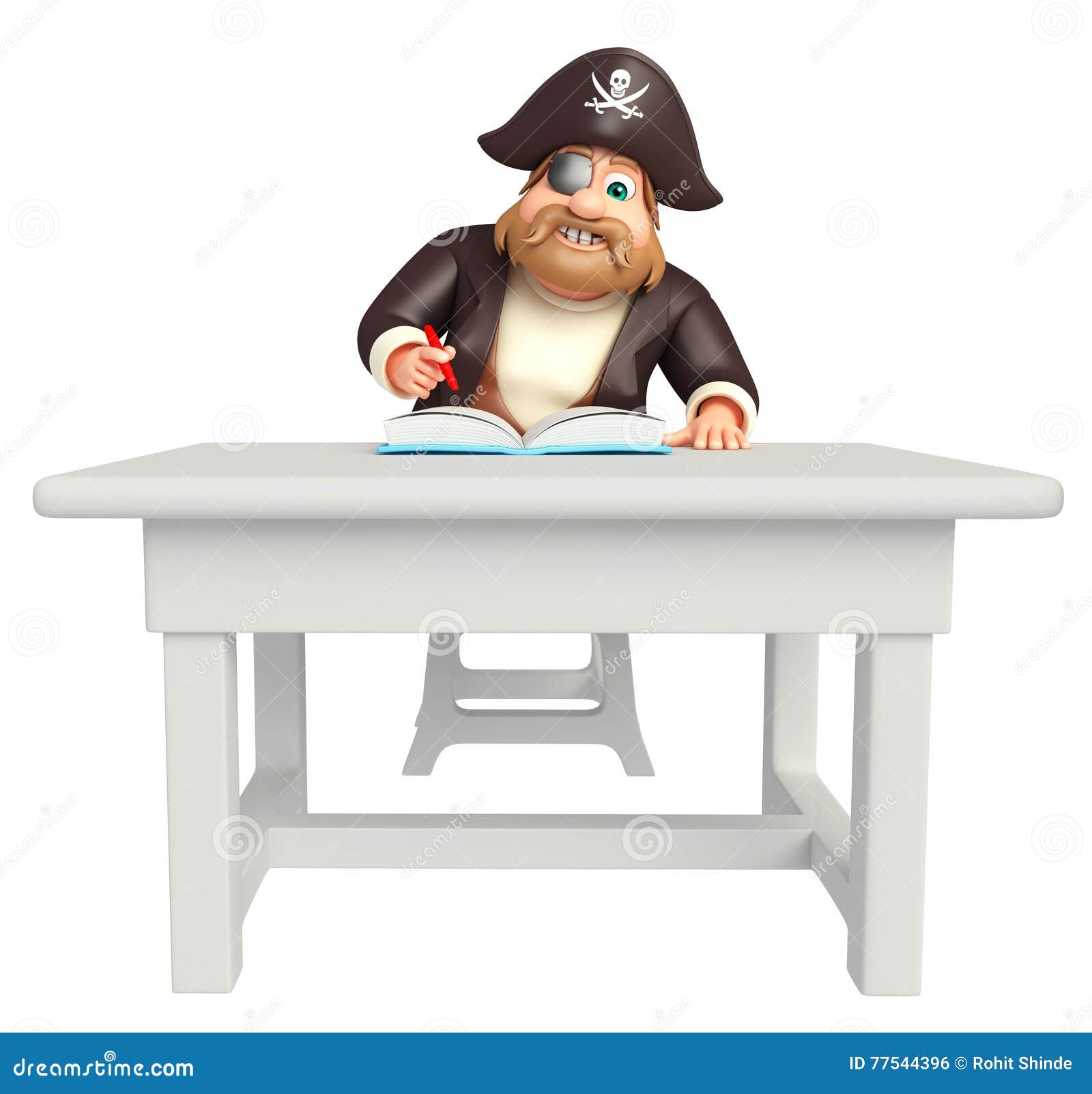 Illustration of Pirate with Table Stock Illustration - Illustration of ...