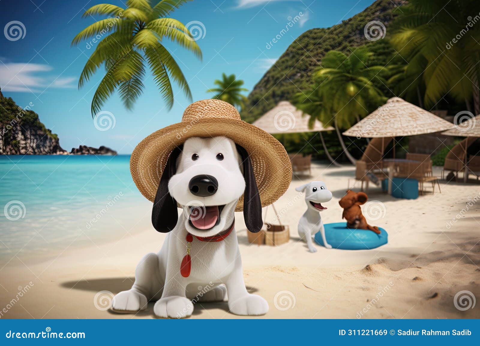 Illustration Pixar D'un Chien Explorant. Illustration Stock ...