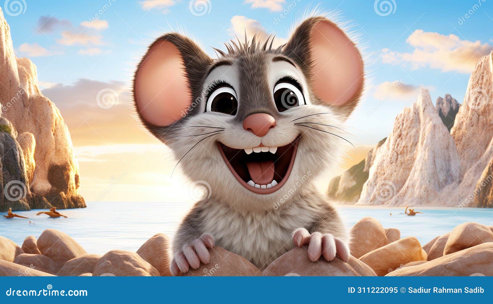 Illustration Pixar of a MOUSE Exploring. Stock Illustration ...