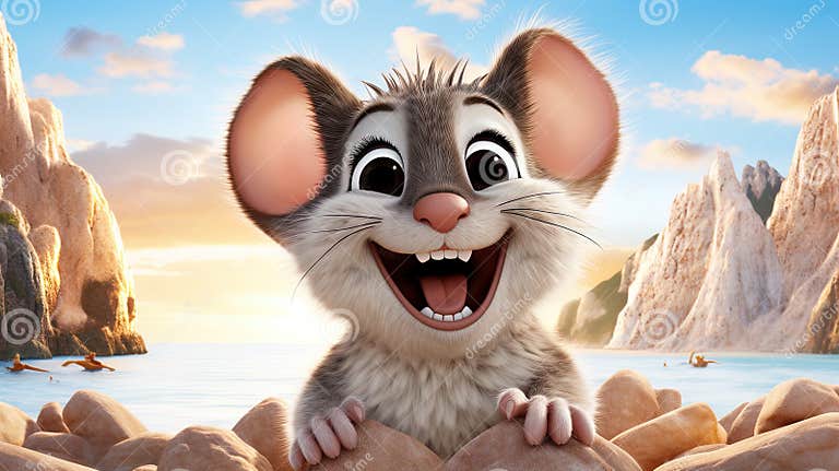 Illustration Pixar of a MOUSE Exploring. Stock Illustration ...