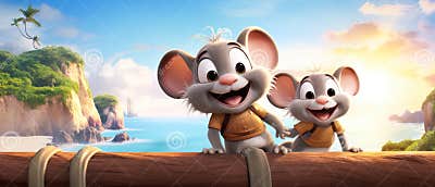 Illustration Pixar of a MOUSE Exploring. Stock Illustration ...