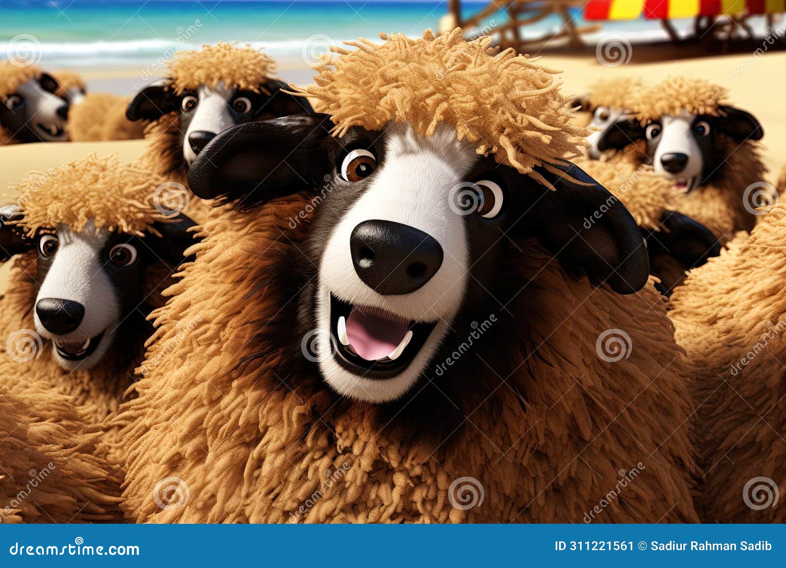 Illustration Pixar Of A Sheep Exploring. Royalty-Free Stock Photography ...