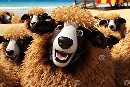 Illustration Pixar of a Sheep Exploring. Stock Illustration ...