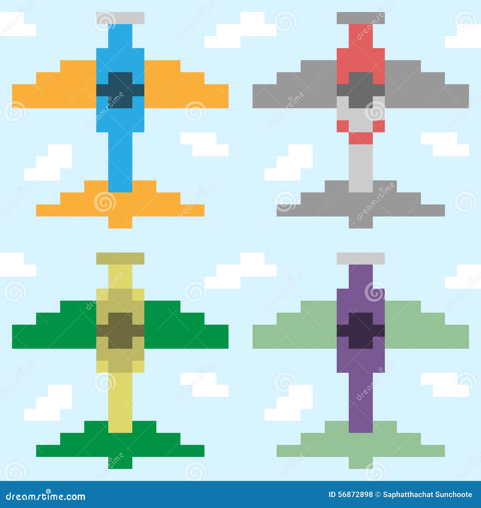 Illustration Pixel Art Airplane Stock Vector - Illustration of graphic ...
