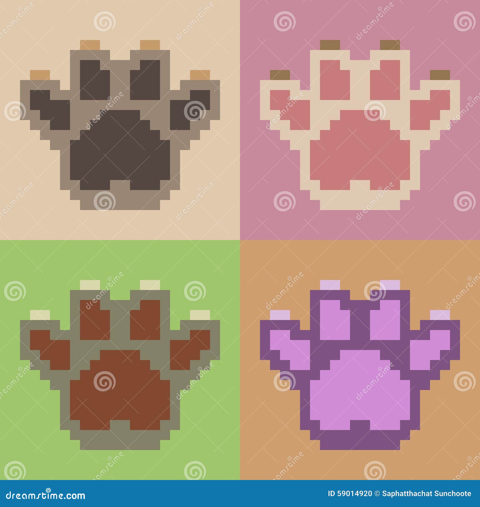 Illustration Pixel Art Animal Paw Stock Vector - Illustration of ...