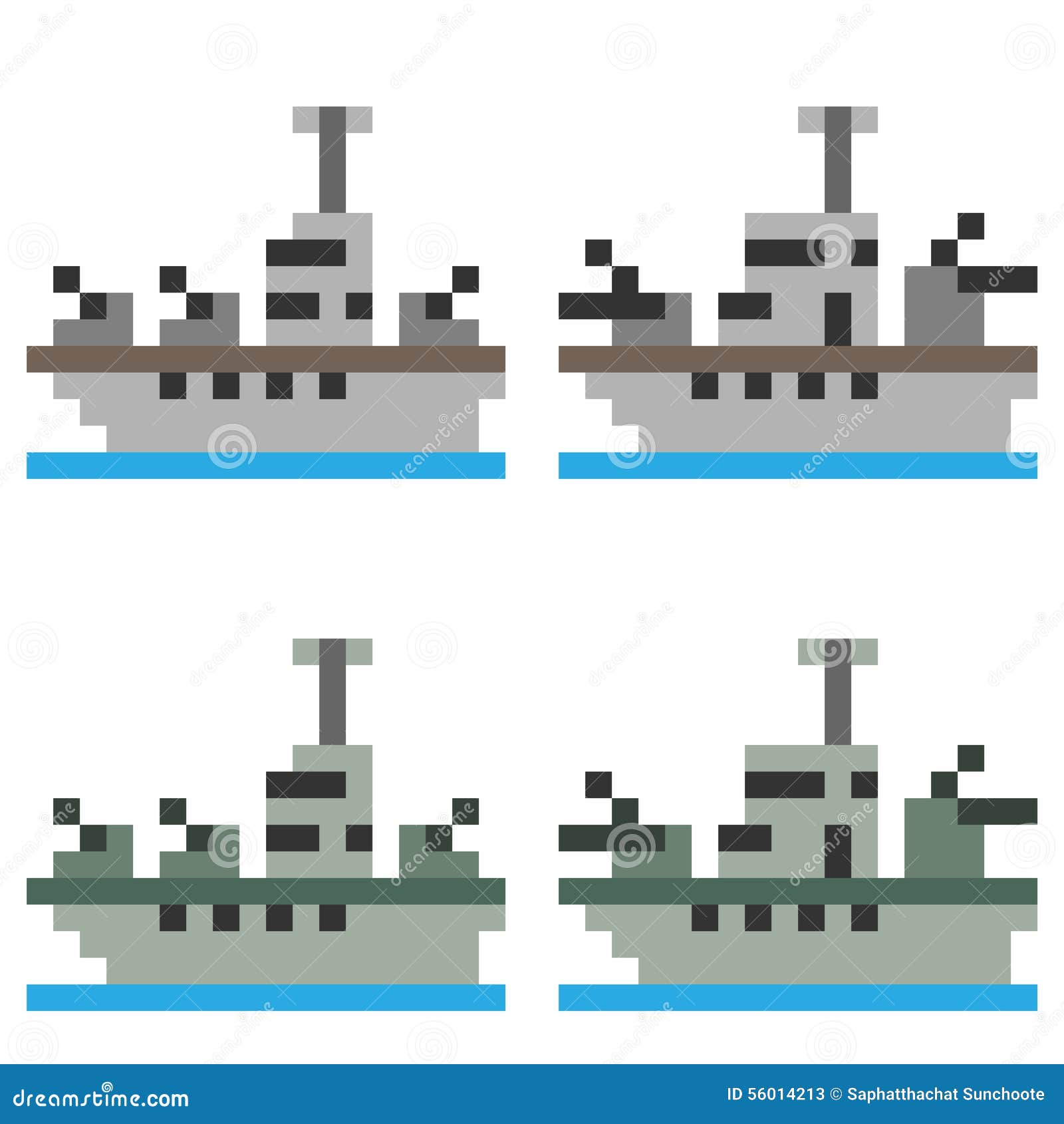 Illustration Pixel Art Battleship Stock Vector - Illustration of ship ...