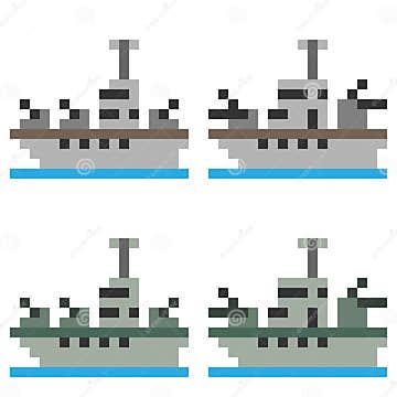 Illustration Pixel Art Battleship Stock Vector - Illustration of ship ...