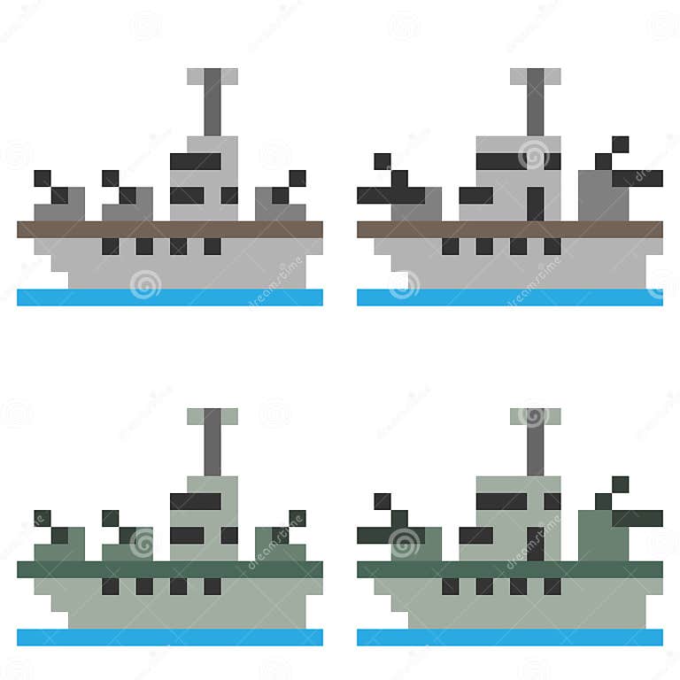 Illustration Pixel Art Battleship Stock Vector - Illustration of ship ...