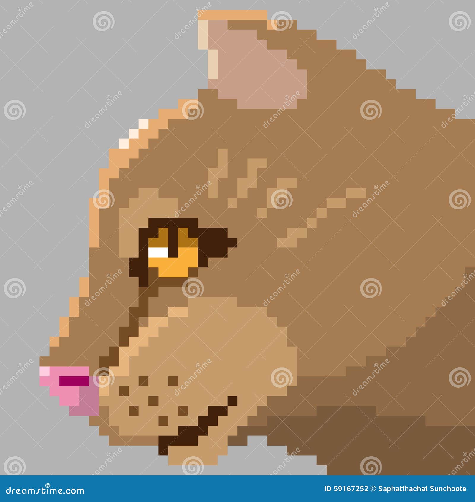Illustration Pixel Art Cat Face Side Stock Vector - Illustration of ...