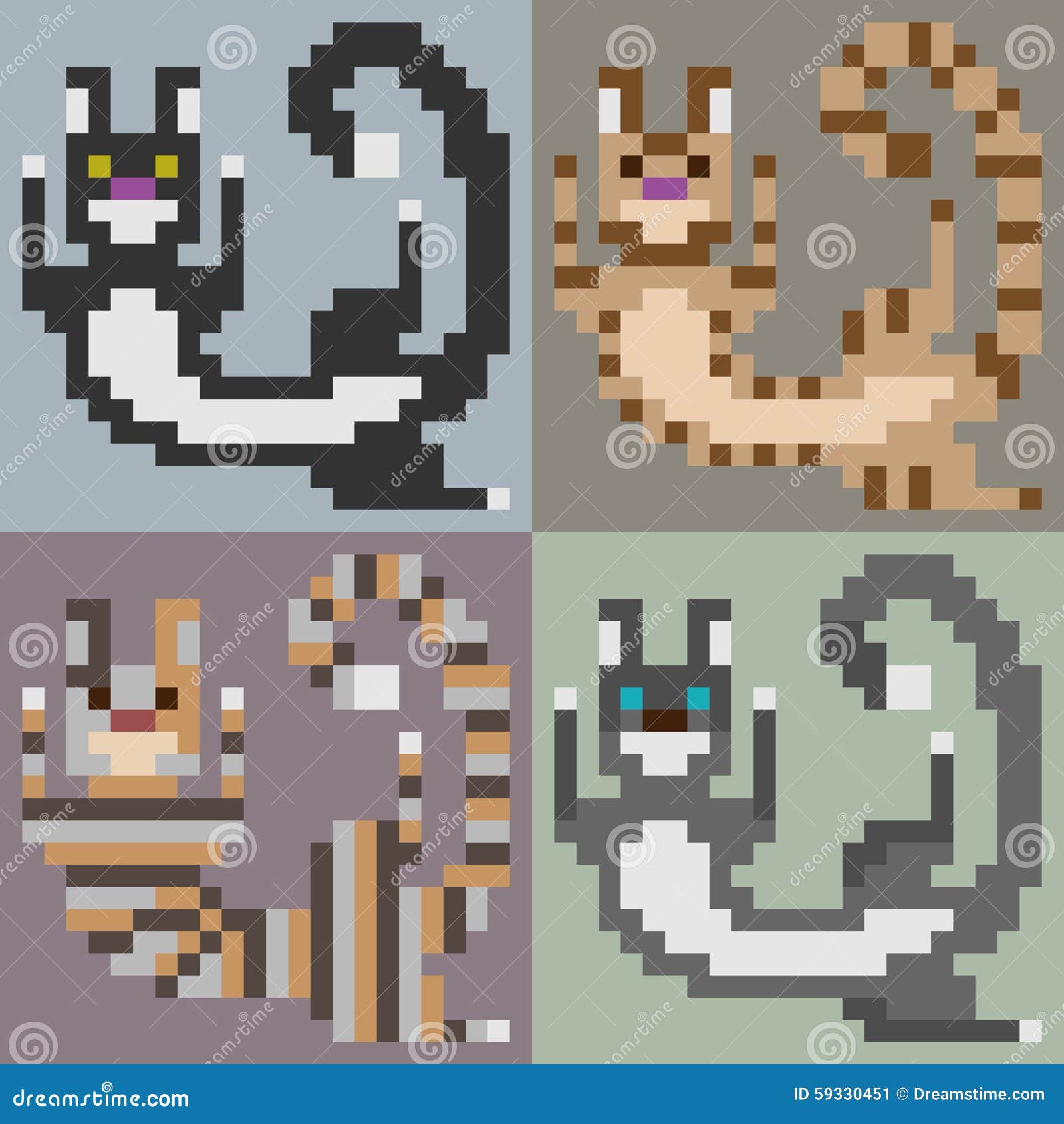 Illustration Pixel Art Cat Play Stock Vector - Illustration of symbol ...