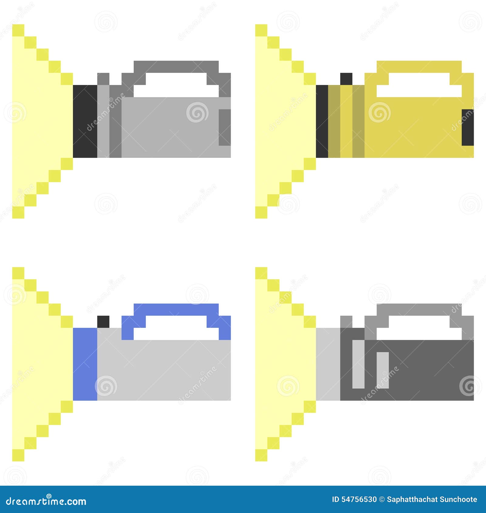 Illustration Pixel Art Flashlight Stock Vector - Illustration of ...