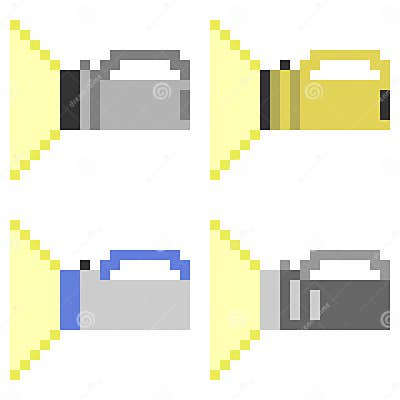 Illustration Pixel Art Flashlight Stock Vector - Illustration of ...