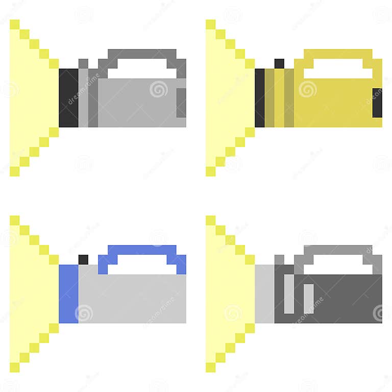 Illustration Pixel Art Flashlight Stock Vector - Illustration of ...