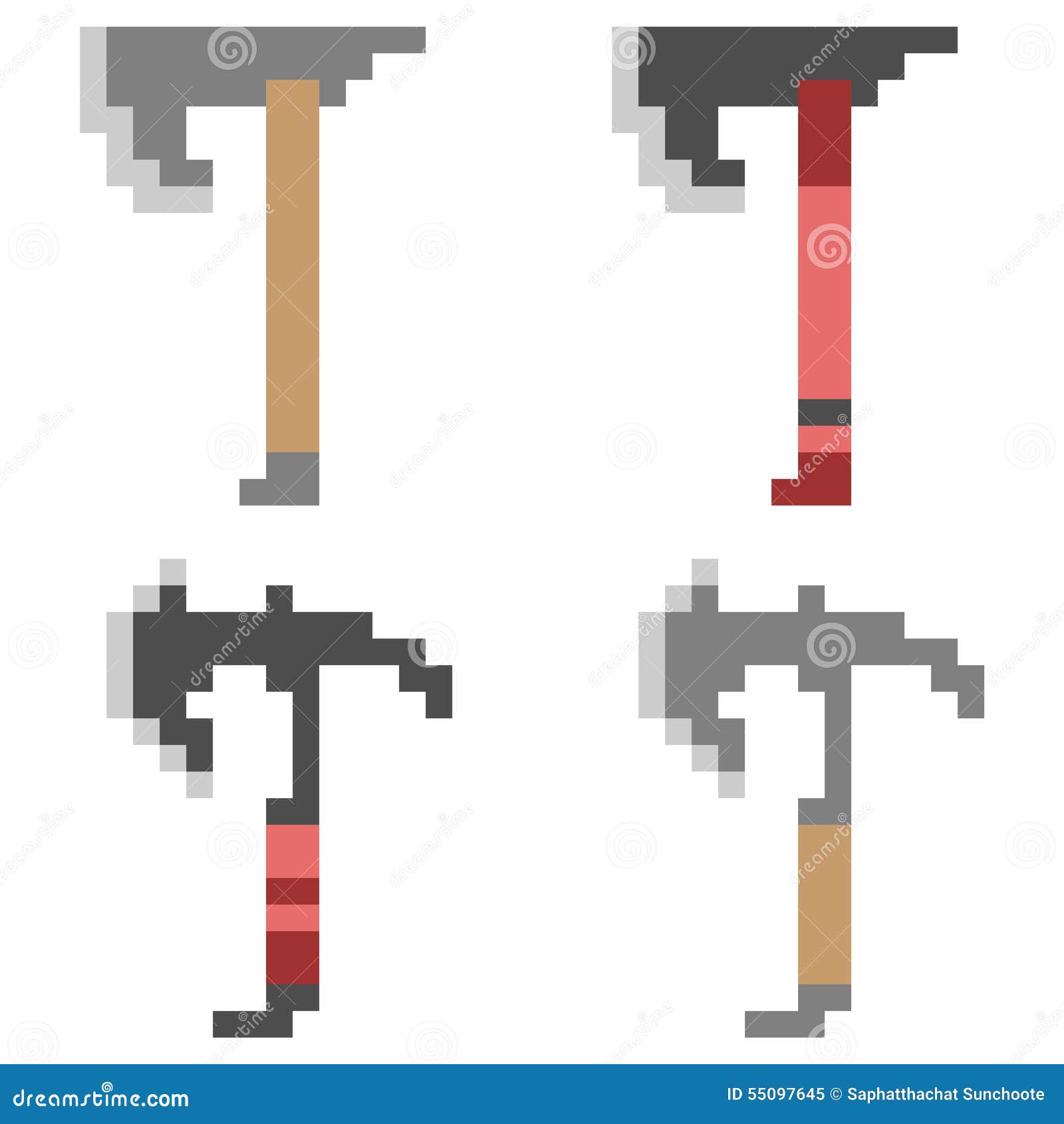 Illustration Pixel Art Icon Axe Stock Vector - Illustration of weapon ...