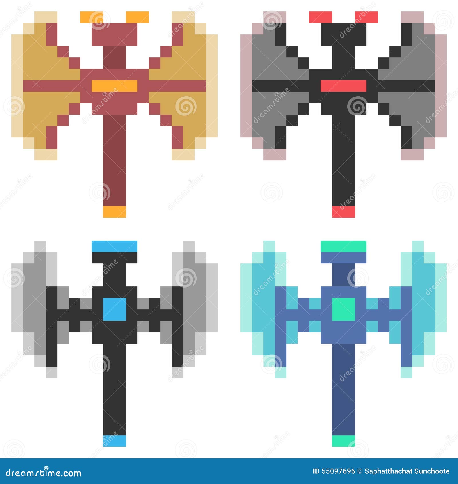 Illustration Pixel Art Icon Axe Stock Vector - Illustration of graphic ...