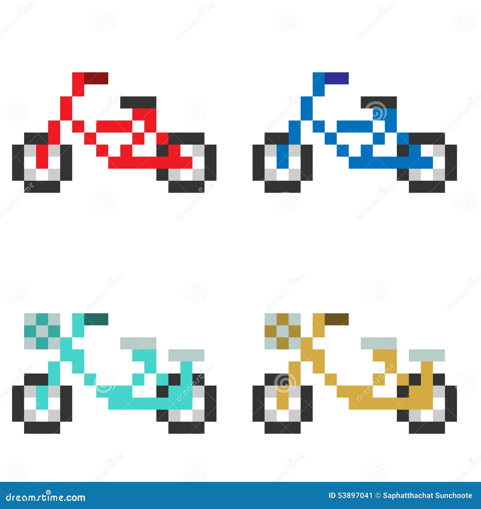 Illustration Pixel Art Icon Bicycle Cartoon Vector | CartoonDealer.com ...