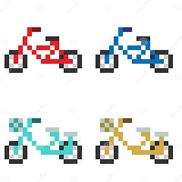 Illustration Pixel Art Icon Bicycle Stock Vector - Illustration of ...