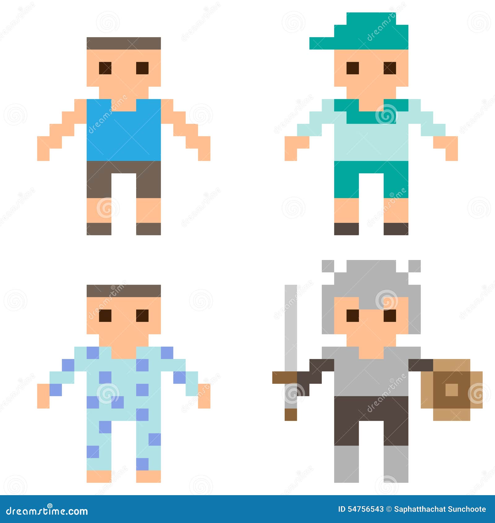 Illustration Pixel Art Icon Boy Stock Vector - Illustration of wear ...