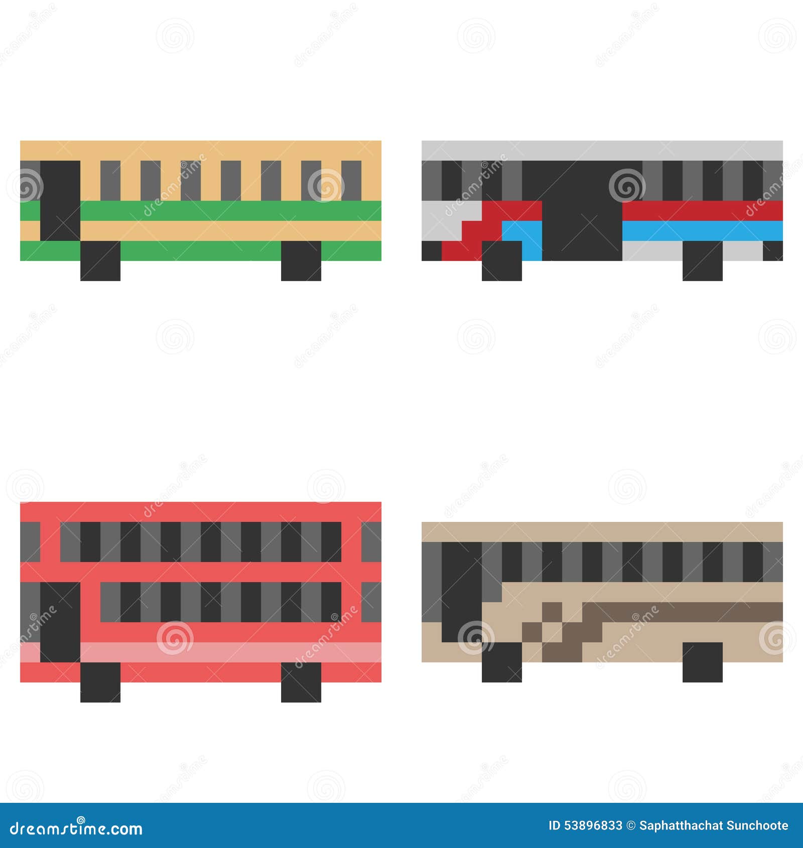 Bus - Pixel Illustration. Cartoon Vector | CartoonDealer.com #81607149