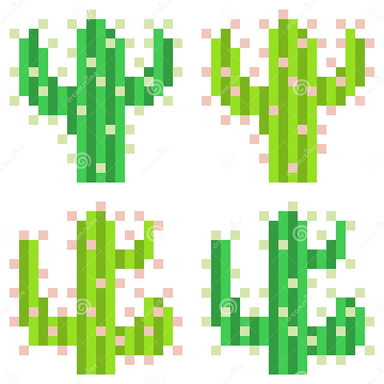 Illustration Pixel Art Icon Cactus Stock Vector - Illustration of ...