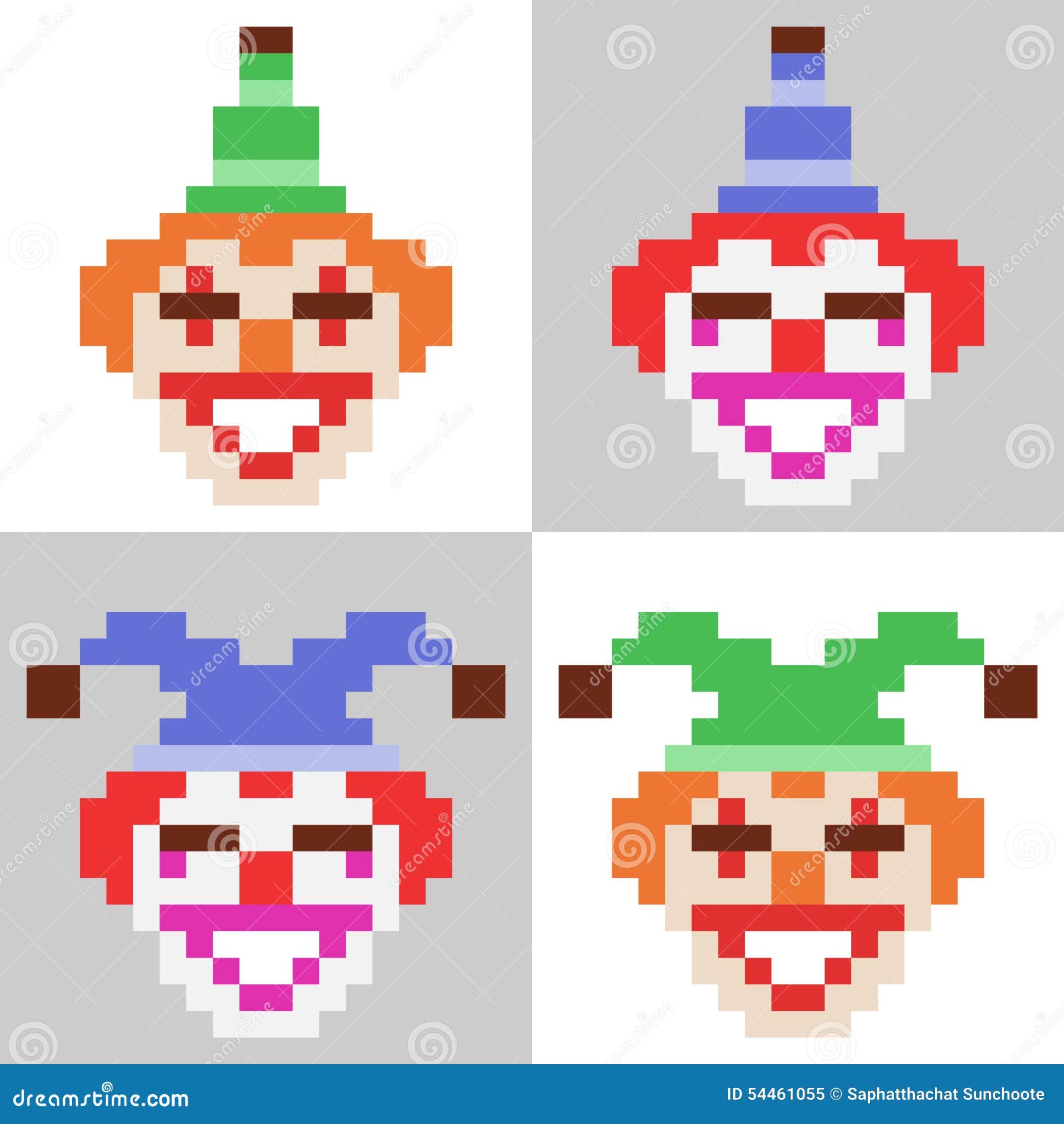 Illustration Pixel Art Icon Clown Face Stock Vector - Illustration of ...