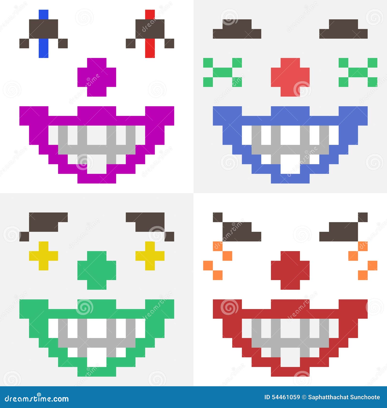 Illustration Pixel Art Icon Clown Face Cartoon Vector | CartoonDealer ...