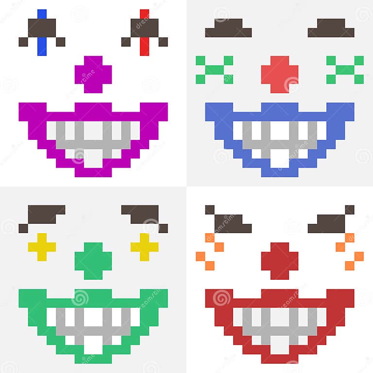 Illustration Pixel Art Icon Clown Face Stock Vector - Illustration of ...