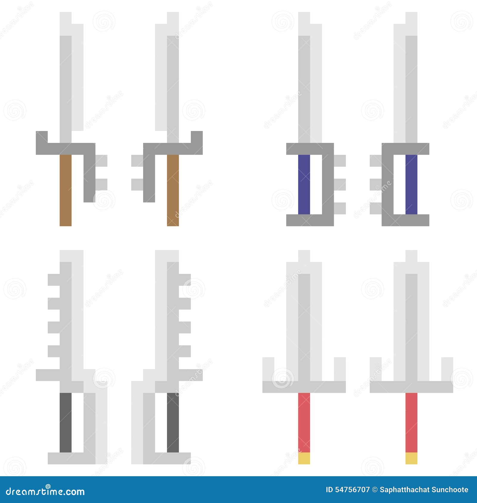 Illustration Pixel Art Icon Dagger Stock Vector - Illustration of ...