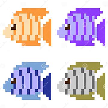Illustration Pixel Art Icon Fish Stock Vector - Illustration of ...