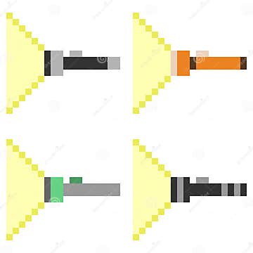 Illustration Pixel Art Icon Flashlight Stock Vector - Illustration of ...