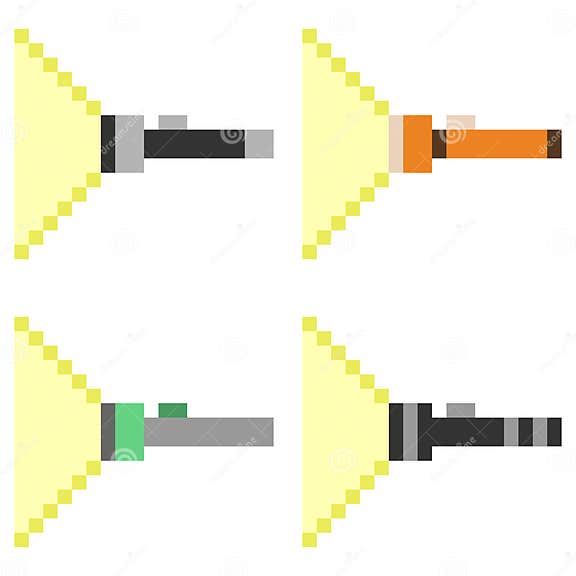 Illustration Pixel Art Icon Flashlight Stock Vector - Illustration of ...