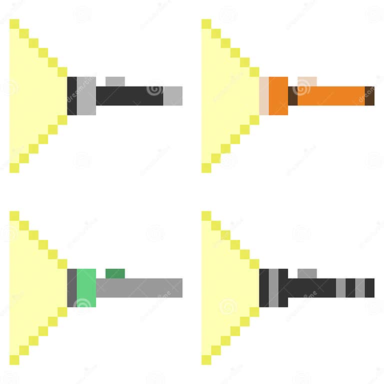 Illustration Pixel Art Icon Flashlight Stock Vector - Illustration of ...