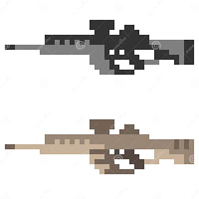 Illustration Pixel Art Icon Gun Assault Rifle Stock Vector ...
