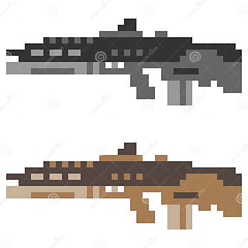 Illustration Pixel Art Icon Gun Assault Rifle Stock Vector ...