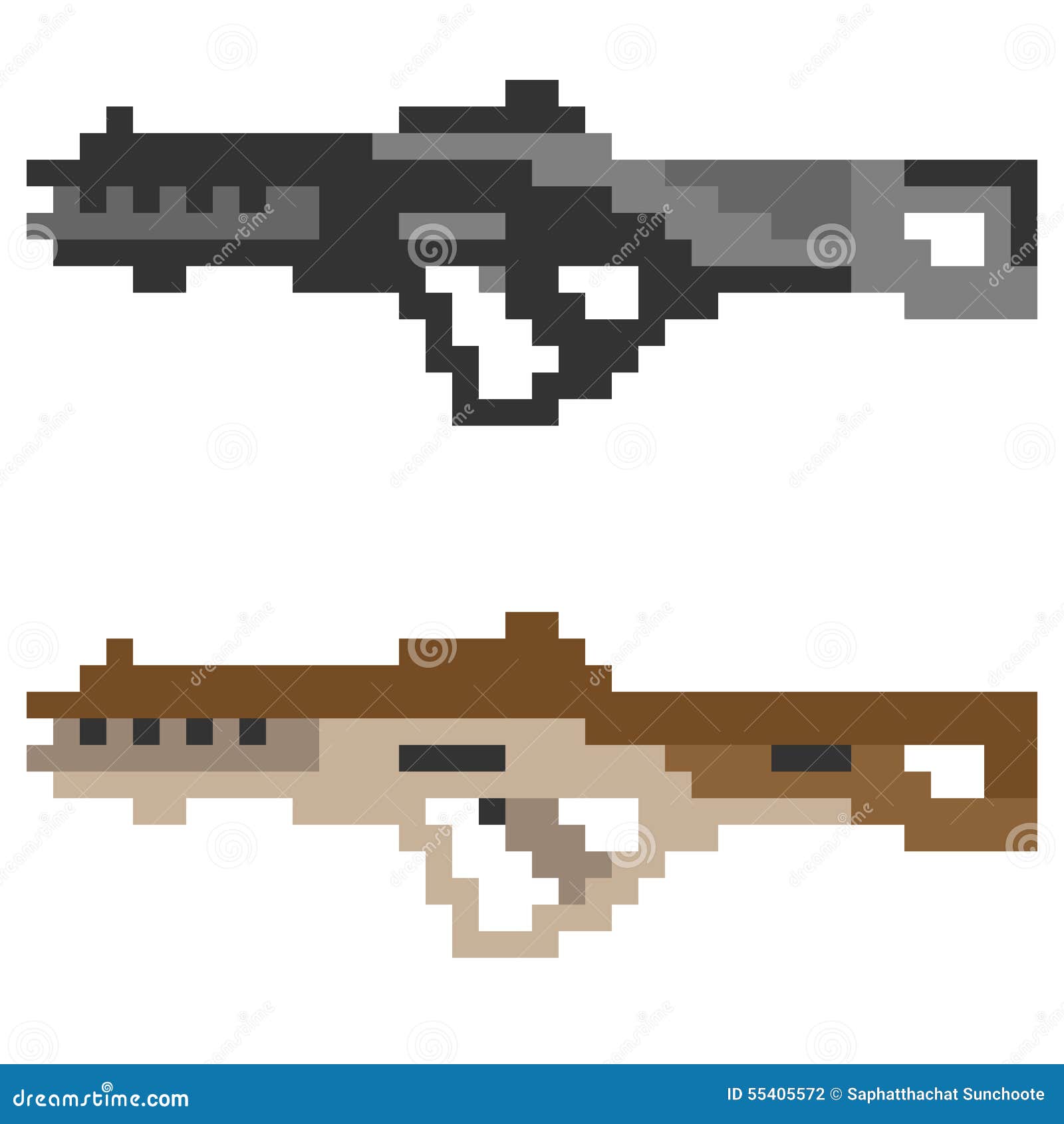 Illustration Pixel Art Icon Gun Assault Rifle Stock Vector ...