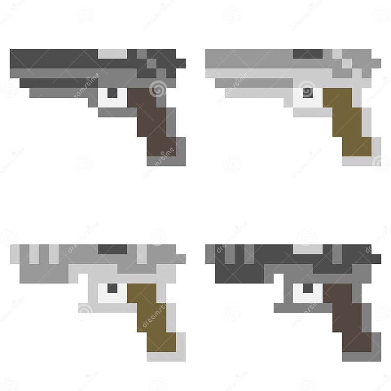 Illustration Pixel Art Icon Gun Stock Vector - Illustration of modern ...