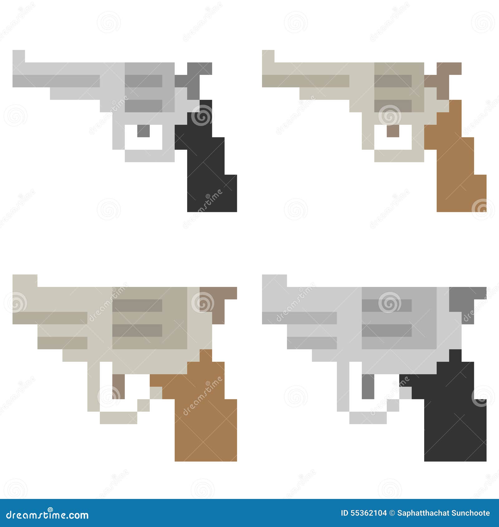 Illustration Pixel Art Icon Gun Stock Vector - Illustration of army ...
