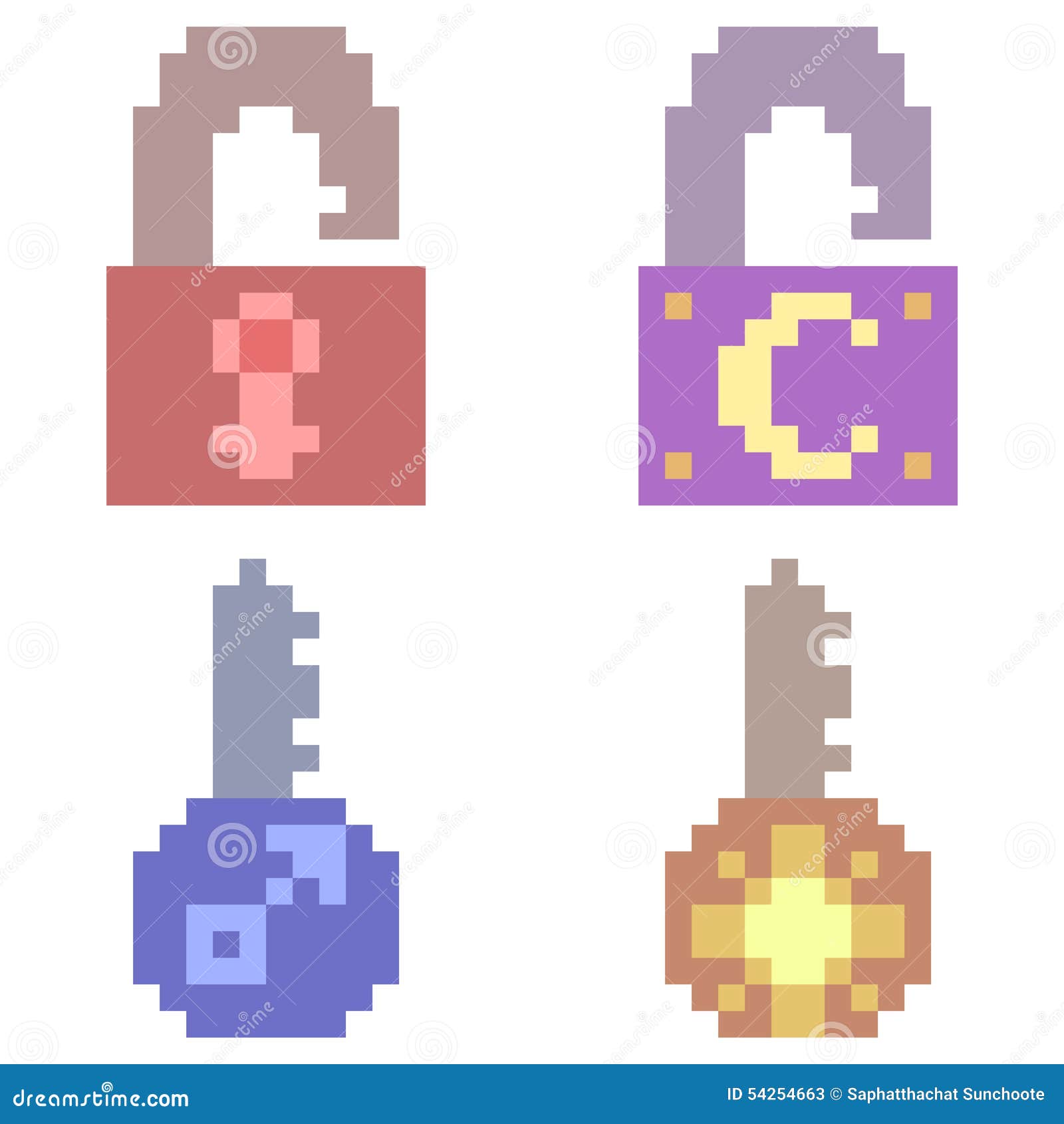 Illustration Pixel Art Icon Key Stock Vector - Illustration of tree ...