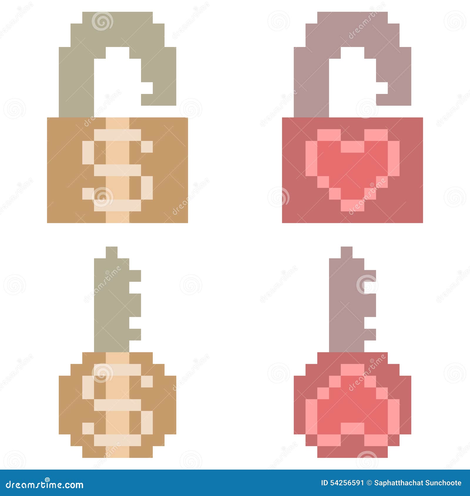 Illustration Pixel Art Icon Key Stock Vector - Illustration of lock ...