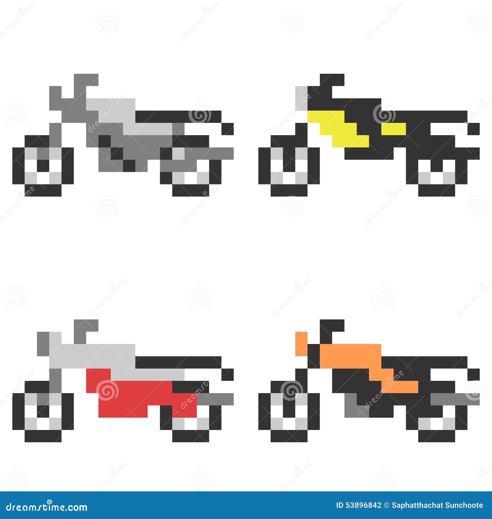 Illustration Pixel Art Icon Motorcycle Stock Vector - Illustration of ...