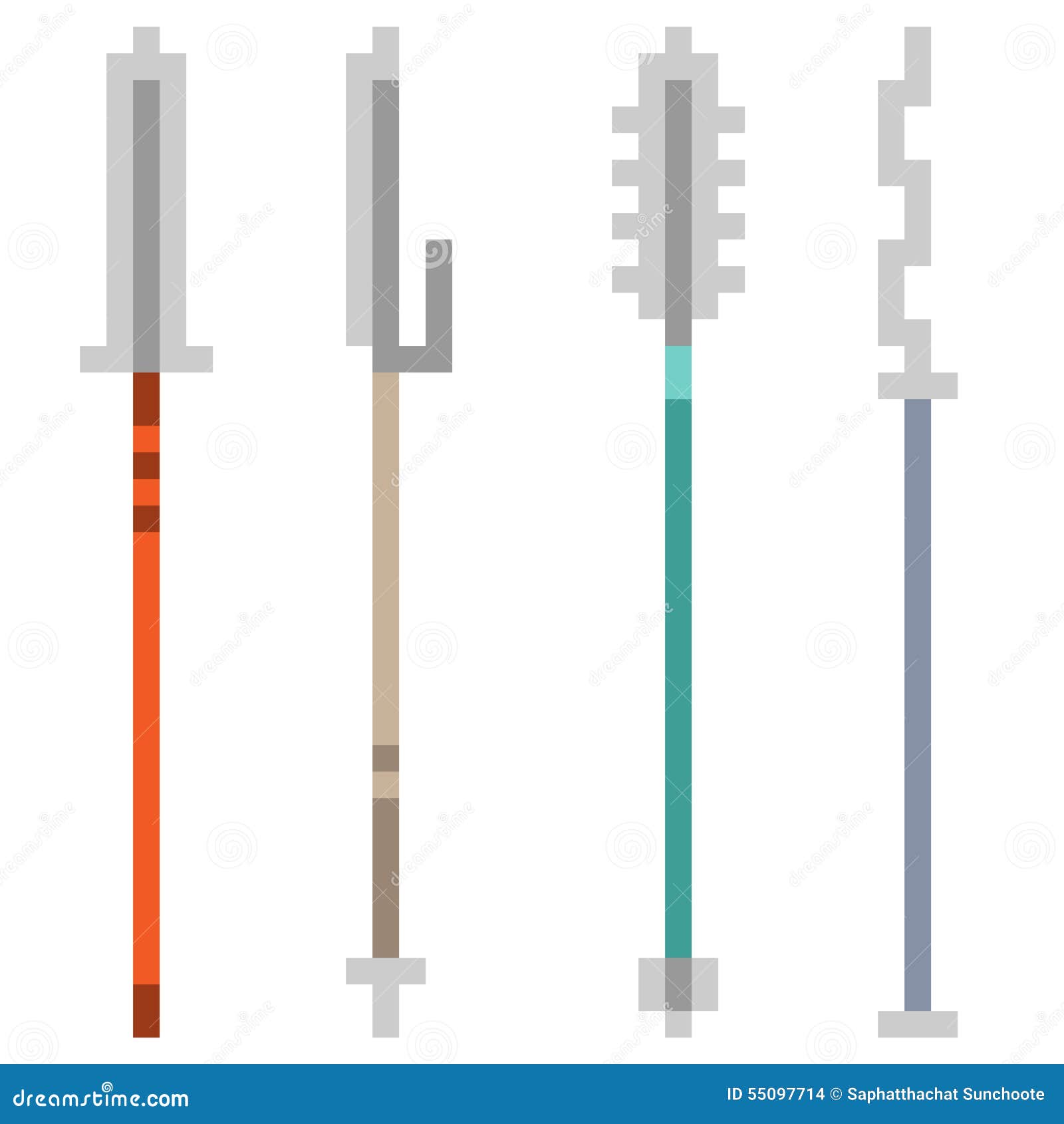 Illustration Pixel Art Icon Spear Stock Vector - Illustration of ...