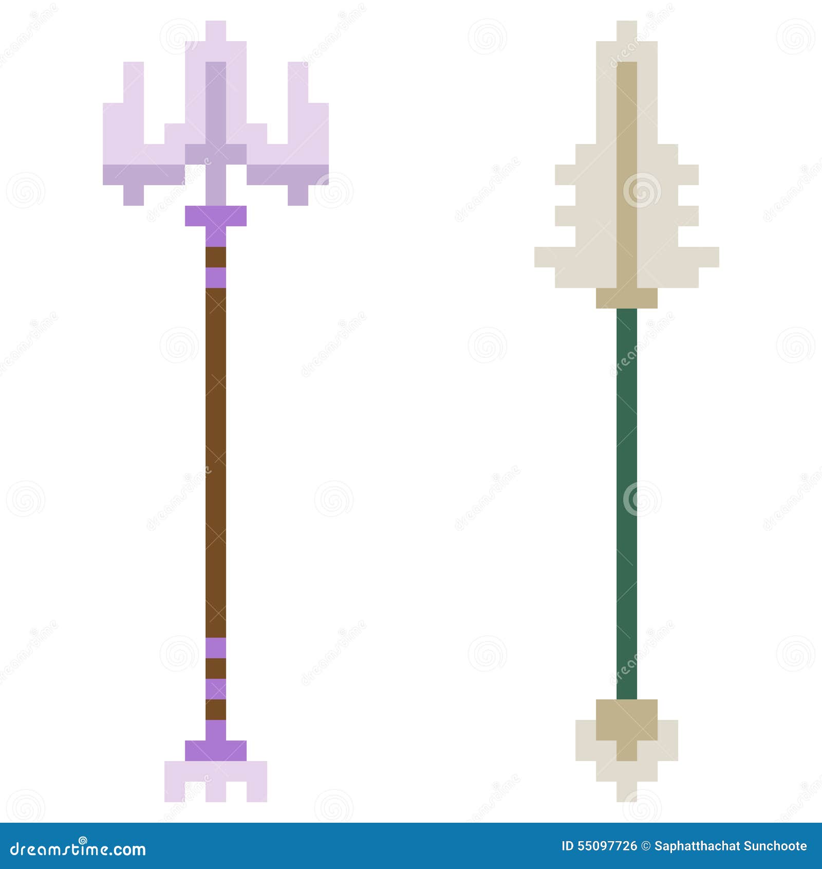 Illustration Pixel Art Icon Spear Stock Vector - Illustration of weapon ...